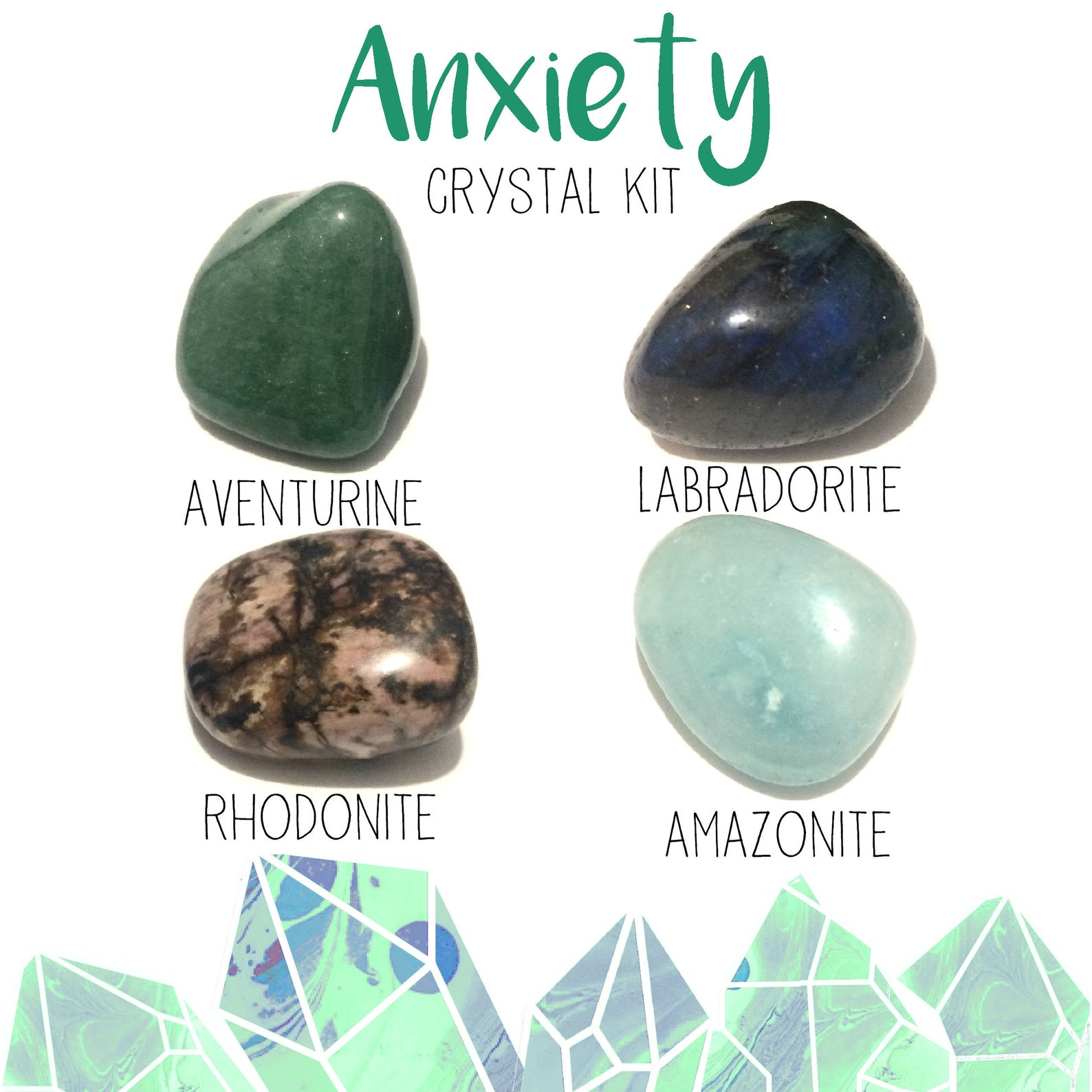 Anxiety Gemstone Kit 4 Tumbled Stones with Info Card and | Etsy
