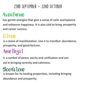 Libra Birthstone Gemstone Kit 23 September - 22 October 4 Tumbled Stones With Info Card and ...