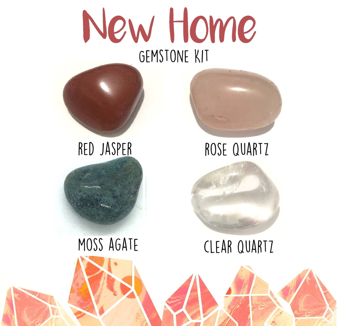 New Home Gemstone Kit 4 Tumbled Stones With Info Card and - Etsy UK