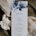 Blue Menu Template, Blue Wedding Menu Cards Template, Watercolor Menu ...