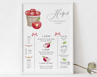 Fall Apple Birthday Welcome Sign Template Printable Editable | Etsy