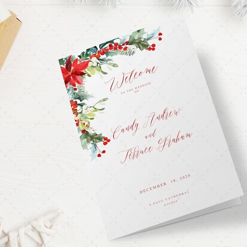 Winter Wedding Program Template Folded Program Printable | Etsy