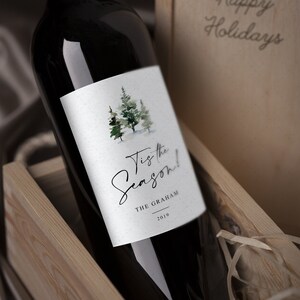 Pine Tree Wine Label Template, Editable Winter Wine Label, Woodland ...