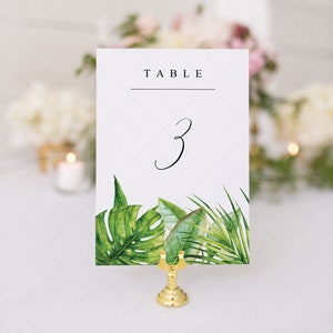 Tropical Table Numbers Template, Printable Hawaii Table Numbers, Palm ...