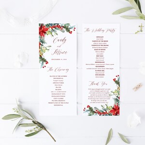 Christmas Wedding Program Template, Wedding Program Printable, Wedding ...