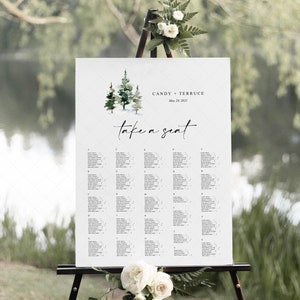 Pine Tree Seating Chart Template, Woodland Forest Alphabetical Seating ...