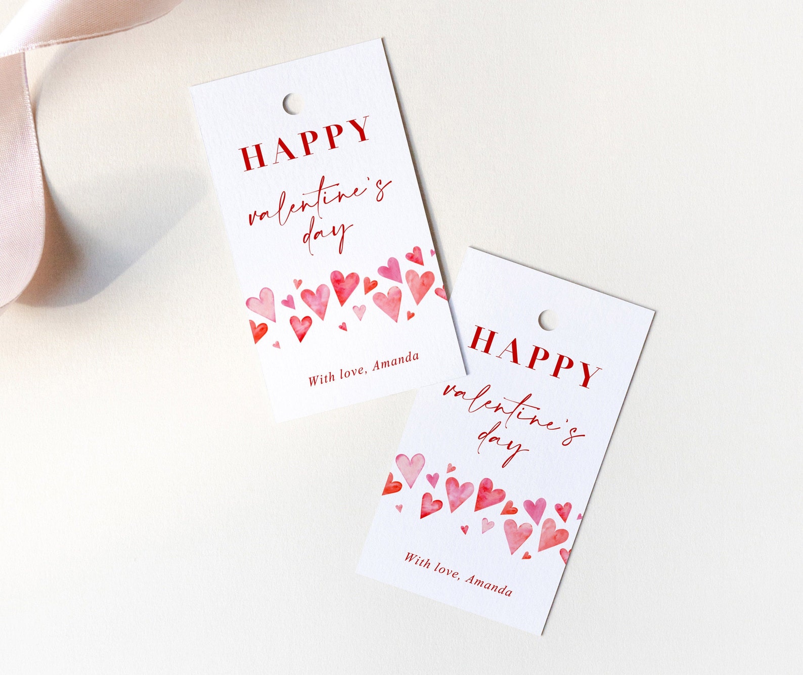 Hearts Valentine's Day Gift Tag Template Happy - Etsy