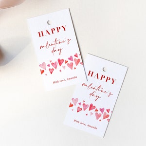 Hearts Valentine's Day Gift Tag Template, Happy Valentine's Day Gift ...