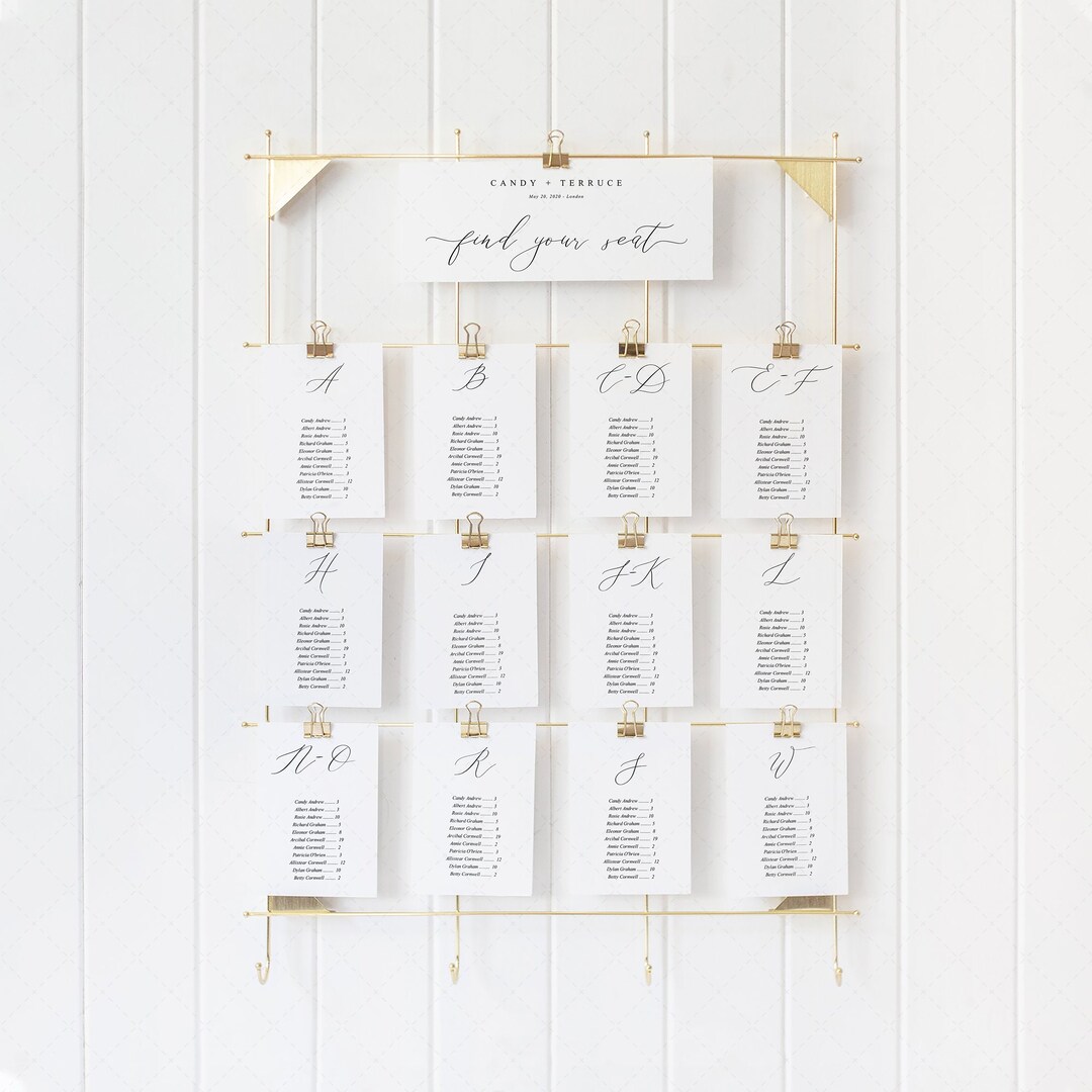 Alphabetical Seating Cards Template, Editable Table Cards, Printable ...