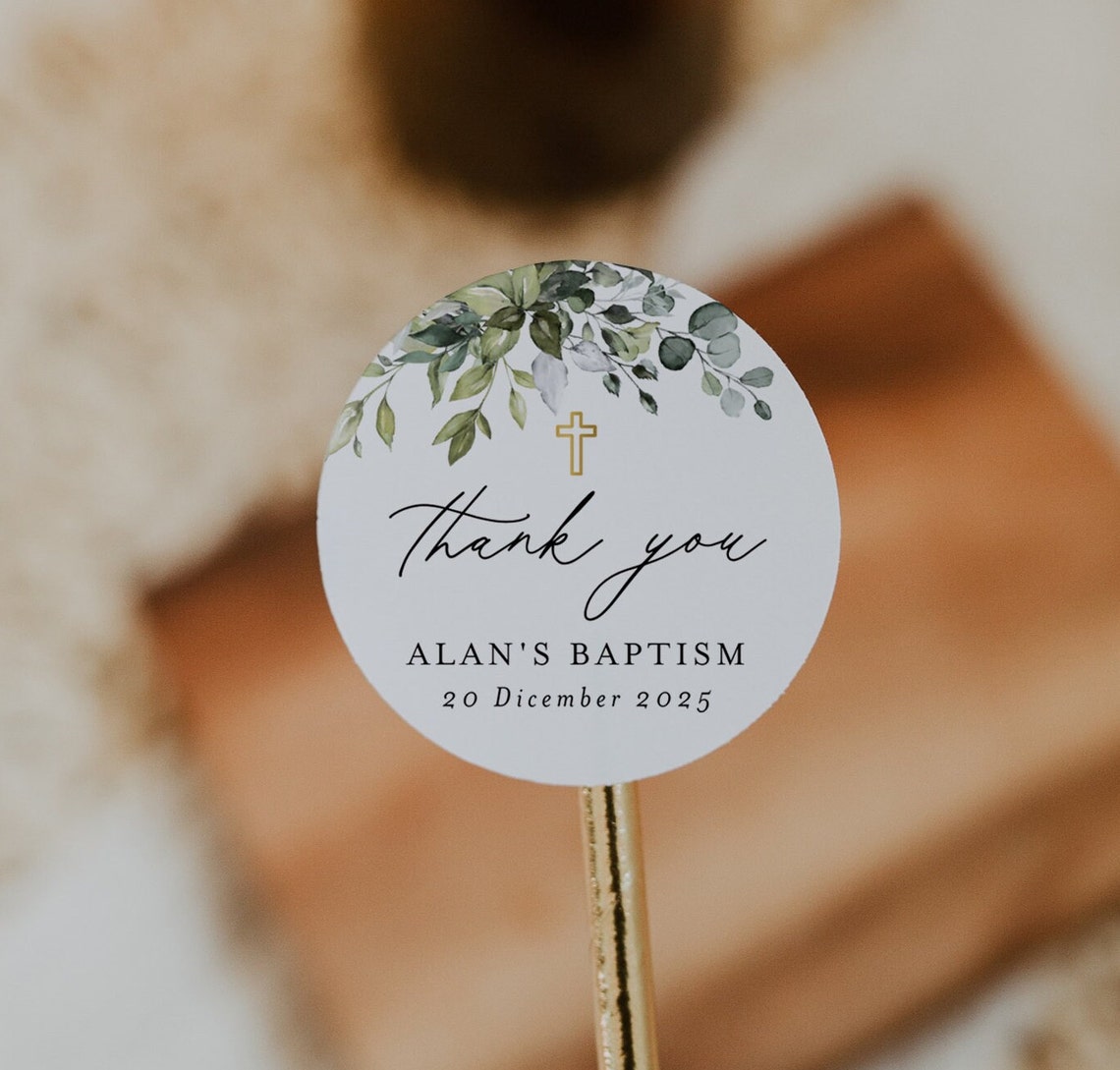 Baptism Thank You Tag Greenery Thank You Tags Gift Tags - Etsy