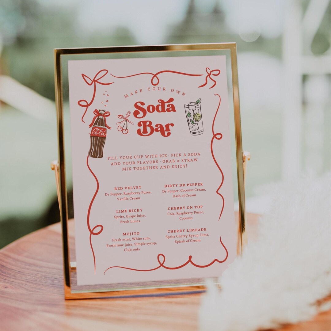 Soda Bar Sign Template, She's Ready to Pop Sign, Soda Bar Menu, Cola ...