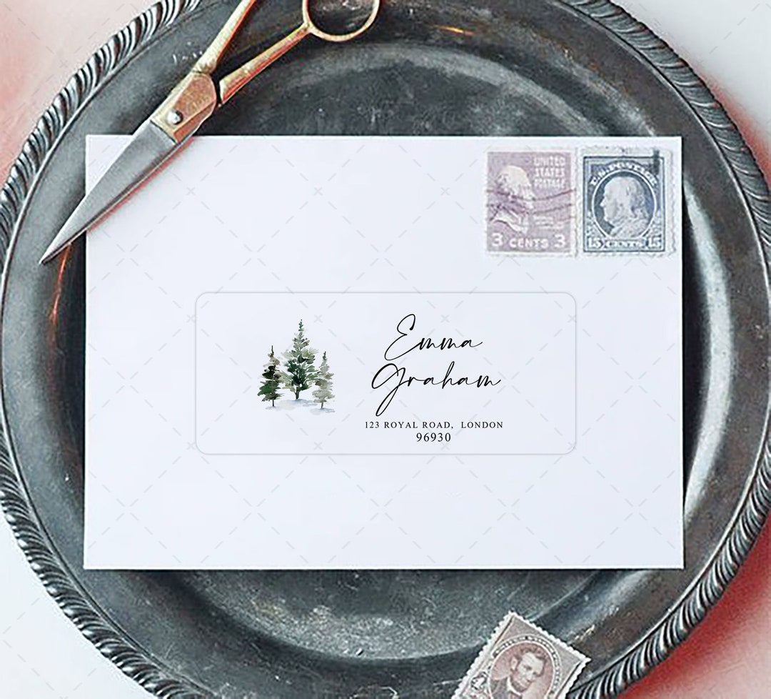 Pine Tree Address Label Template, 2X4 Editable Address Label Template ...