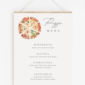 Pizza Menu Sign, Minimalist Wedding Pizza Bar Menu Template, Love and ...