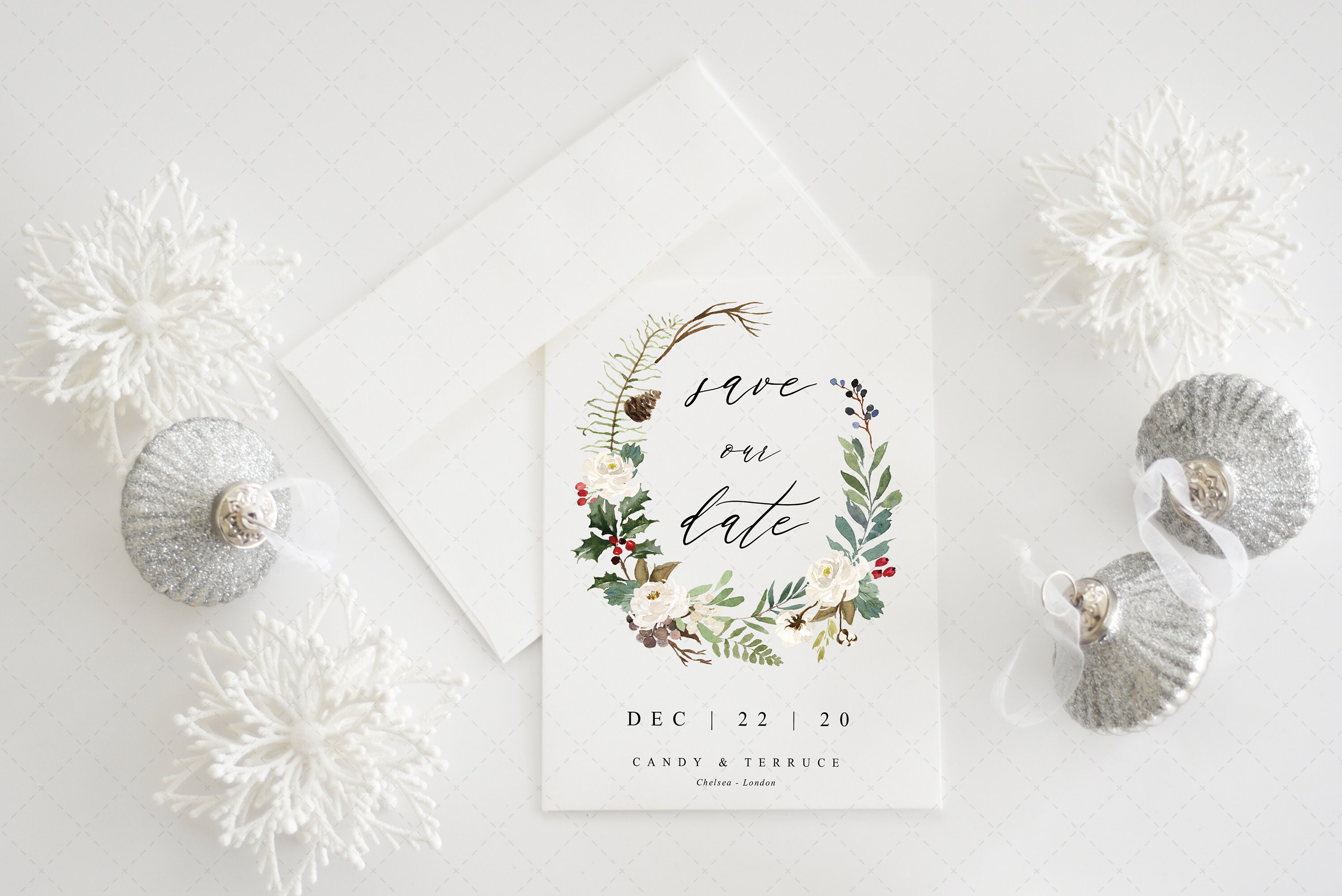 Save the date Christmas Template Printable Winter Save the | Etsy