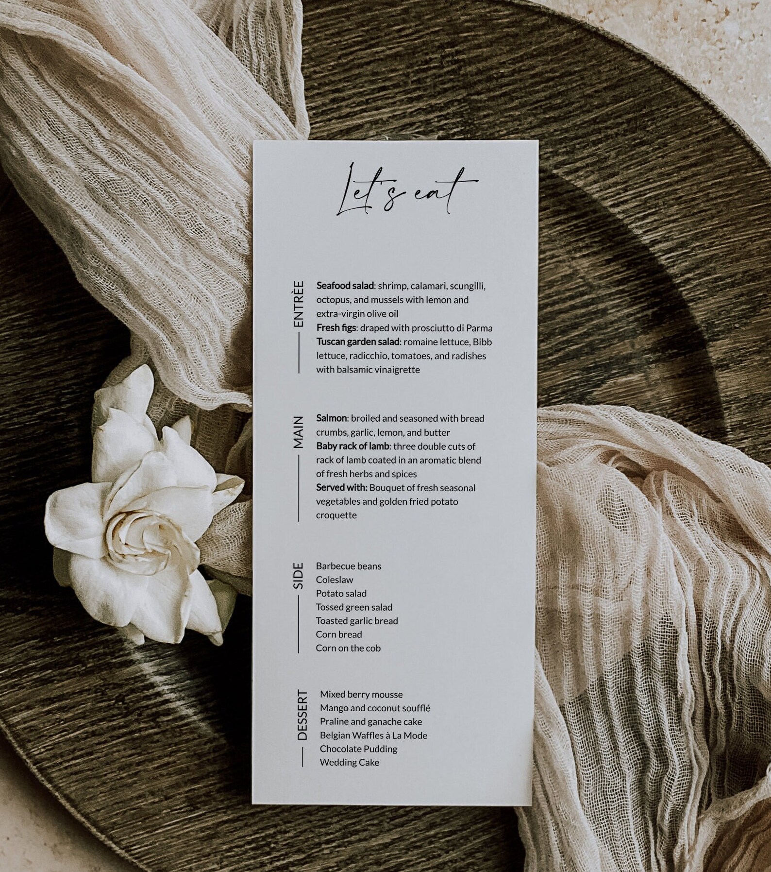 Minimal Wedding Menu Template Modern Menu Cards Editable - Etsy