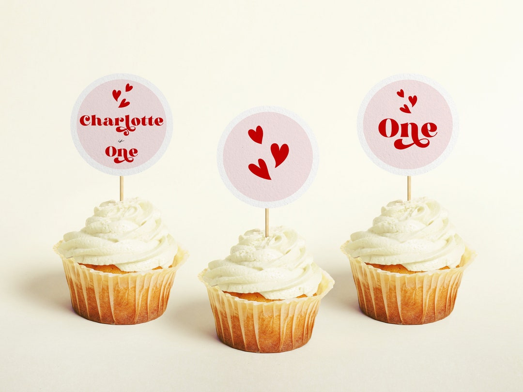 Valentine's Cupcake Topper Template, Valentine's Birthday Party Cupcake ...