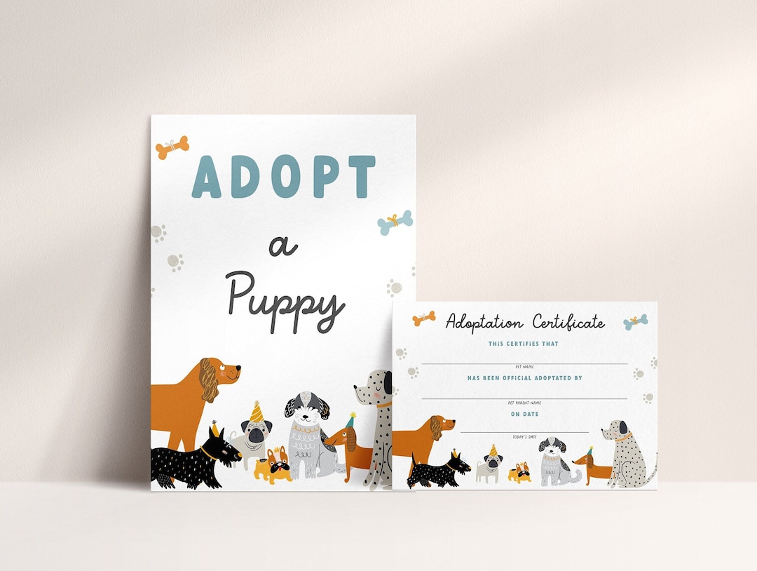 Adopt a Puppy Sign Template, Adopt a Pet Sign and Card, Adopt a Puppy ...