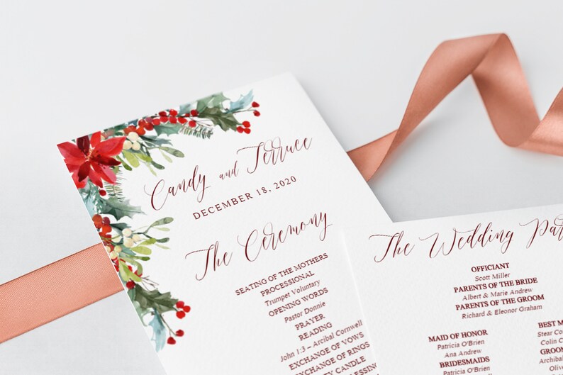 Christmas Wedding Program Template Wedding Program Printable - Etsy