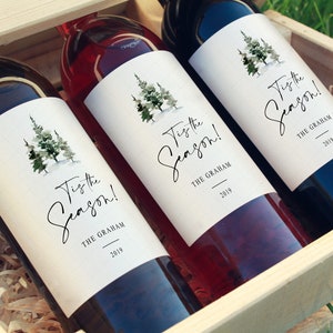 Pine Tree Wine Label Template, Editable Winter Wine Label, Woodland ...