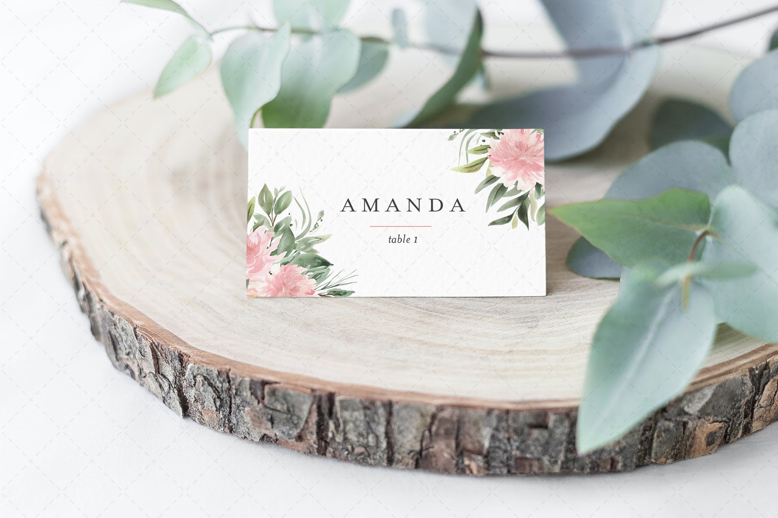 Blush Pink Place Card Template, Floral Place Cards Printable ...