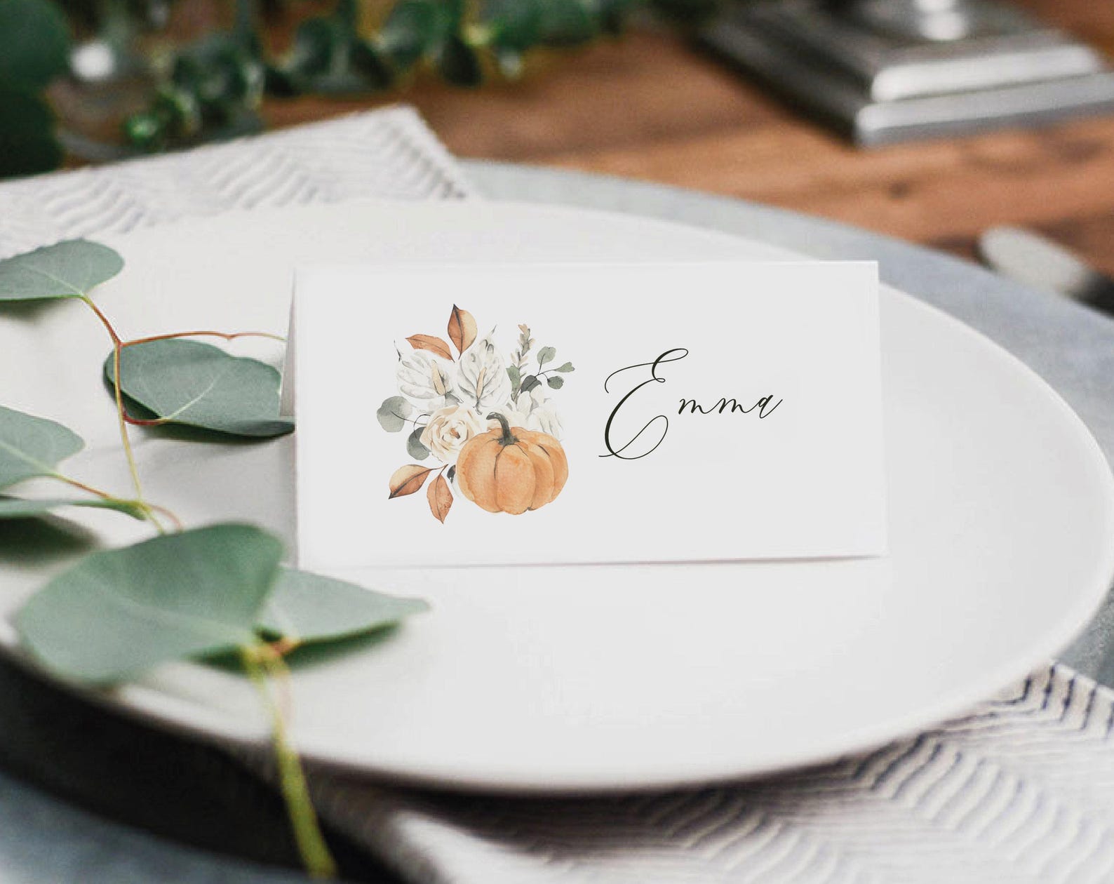 Fall Place Card Holder Template, Thanksgiving Place Cards Printable ...