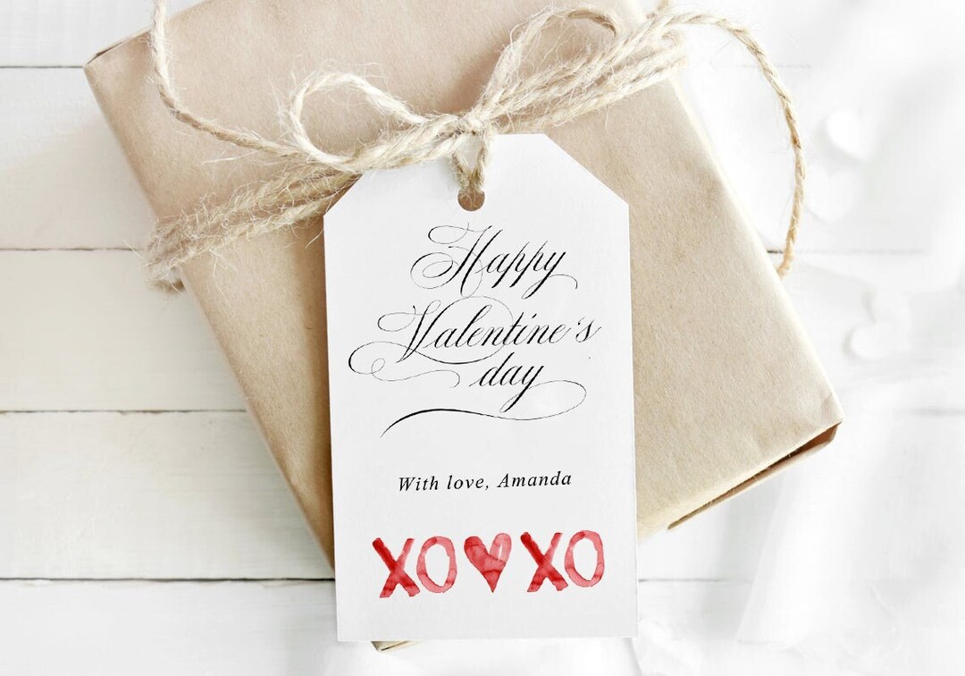 Happy Valentine's Day Gift Tag Template, Kisses Xo Xo Valentines Day ...