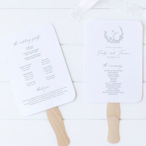 Wedding Program Fan Template, Dusty Blue Wedding Program Fan Printable ...