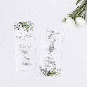 Greenery Wedding Program Template, Eucalyptus Wedding Program Printable ...