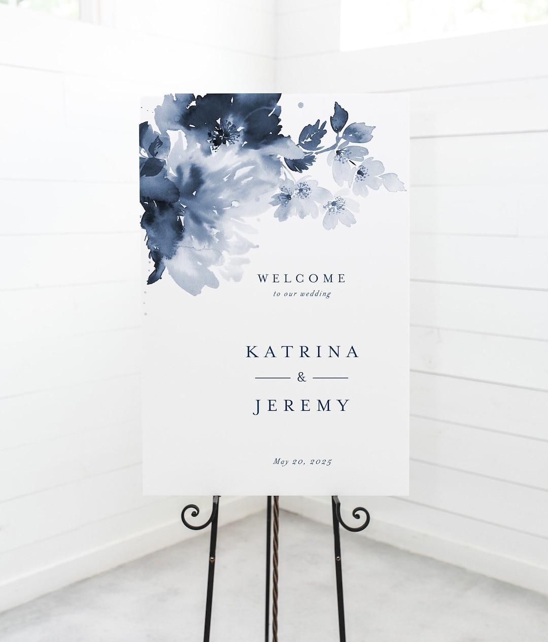 Blue Welcome Sign Template, Dusty Blue Wedding Welcome Sign, Printable ...