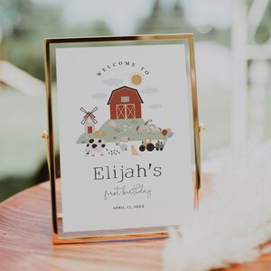 Farm First Birthday Welcome Sign, Barnyard Birthday Welcome Sign, Red ...