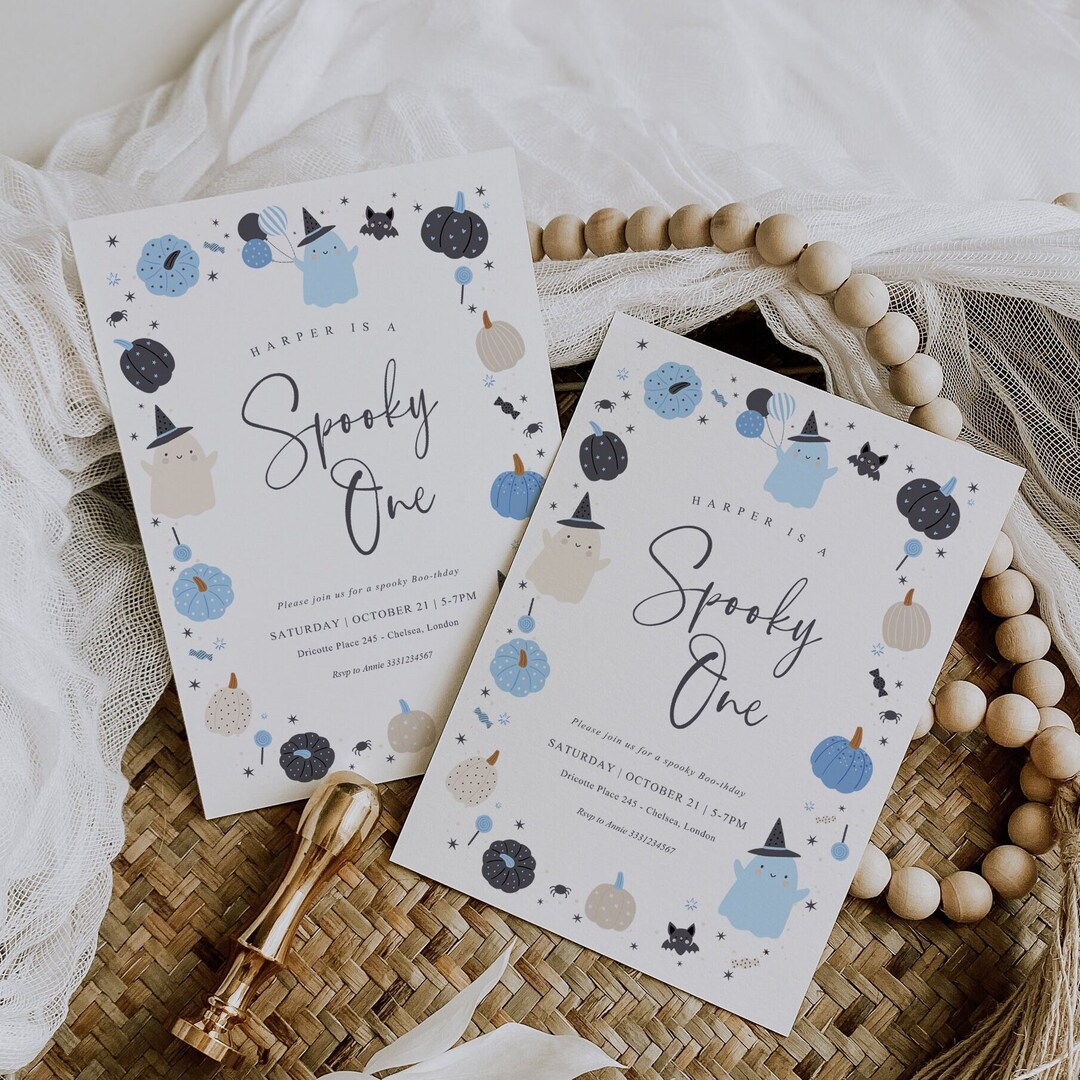 Spooky One Birthday Invitation, Boy First Birthday Invitation ...