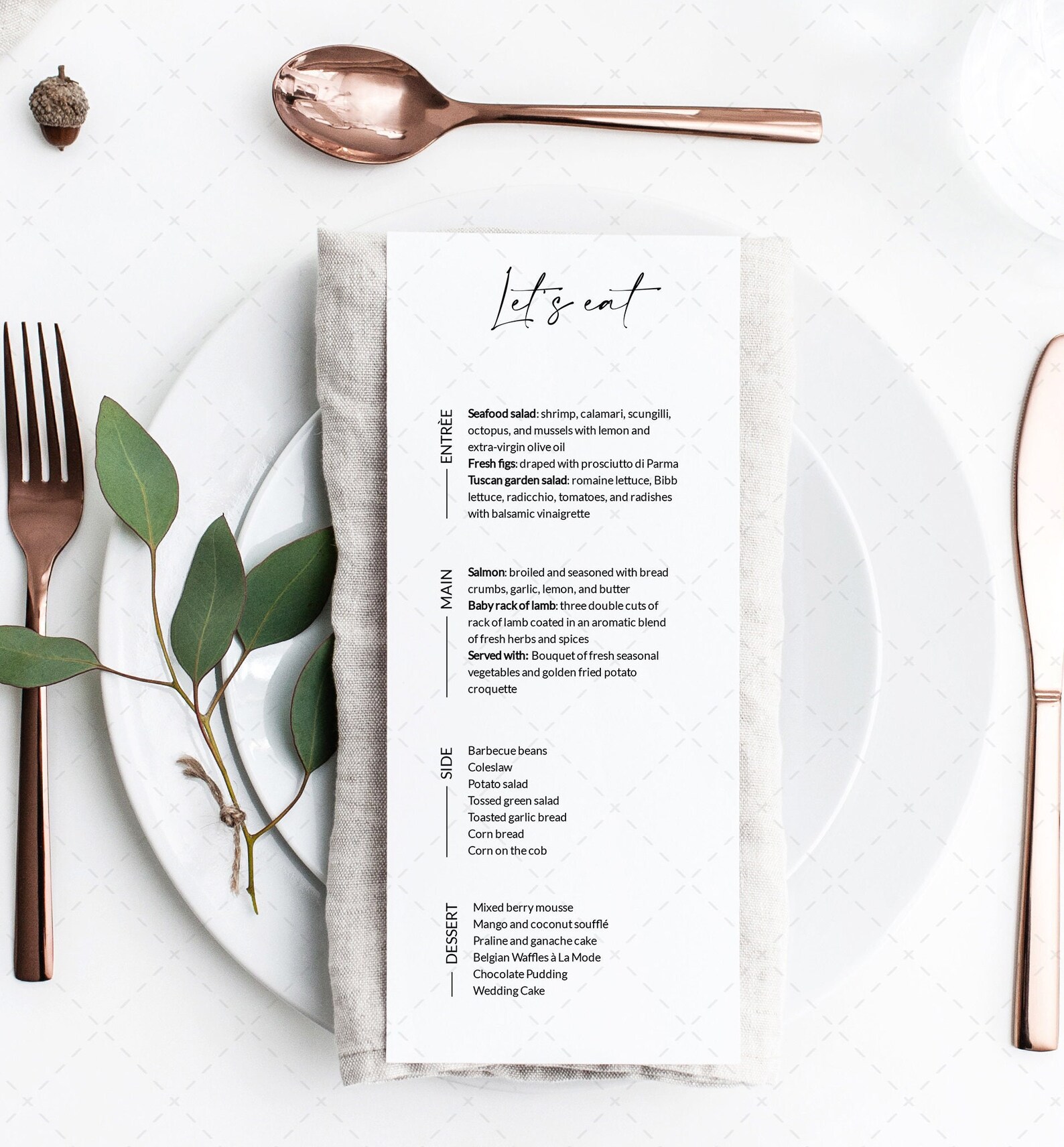 Minimal Wedding Menu Template Modern Menu Cards Editable - Etsy