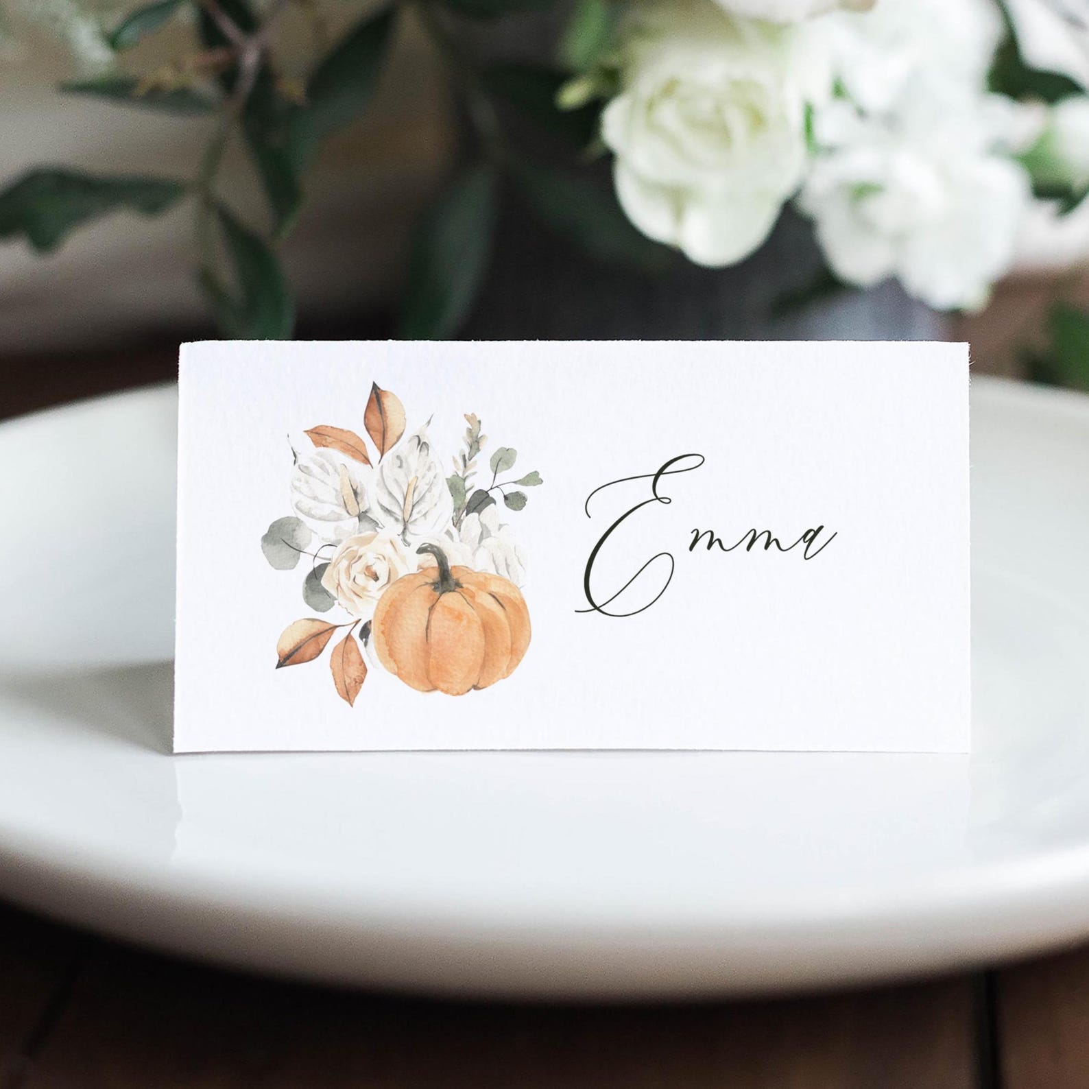 Fall Place Card Holder Template, Thanksgiving Place Cards Printable ...