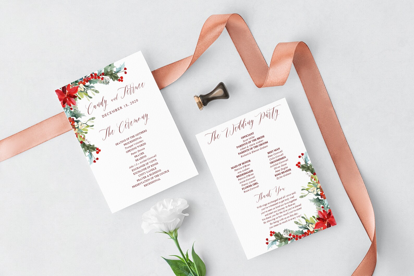 Christmas Wedding Program Template Wedding Program Printable - Etsy
