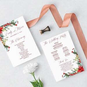 Christmas Wedding Program Template, Wedding Program Printable, Wedding ...