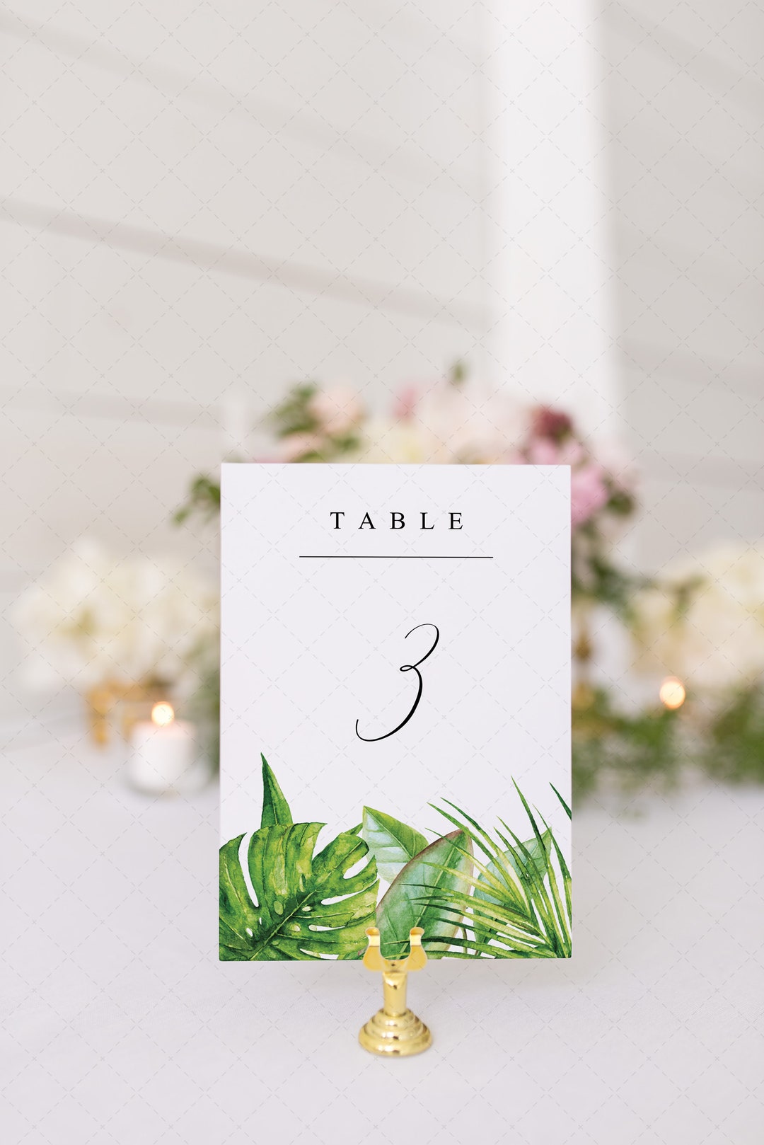 Tropical Table Numbers Template, Printable Hawaii Table Numbers, Palm ...