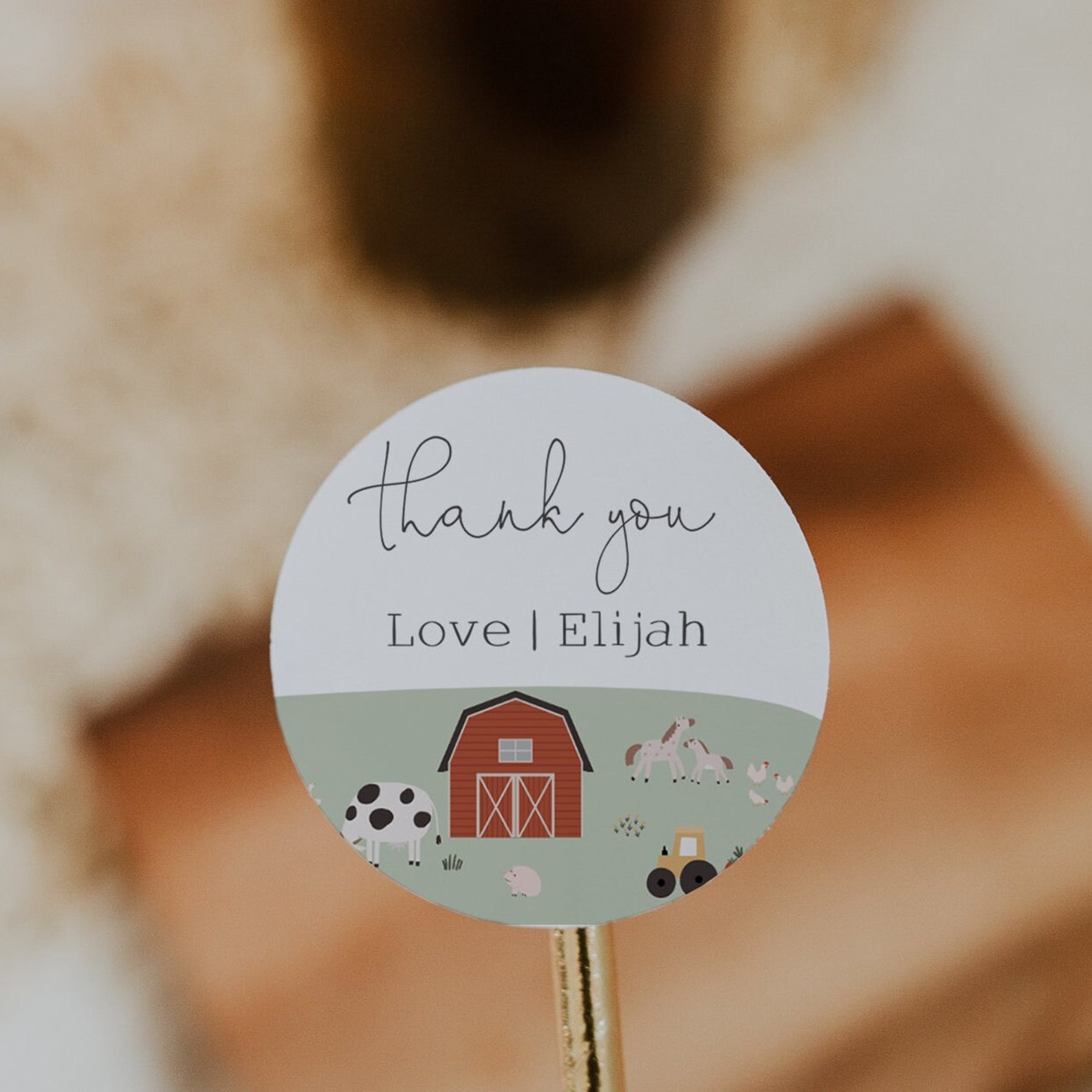 Farm Thank You Tag Template, Editable Farm Party Tag, Barnyard Birthday ...
