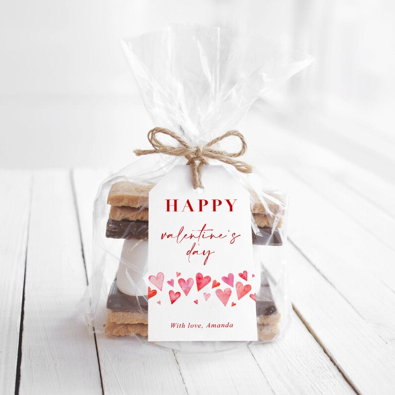 Hearts Valentine's Day Gift Tag Template Happy - Etsy