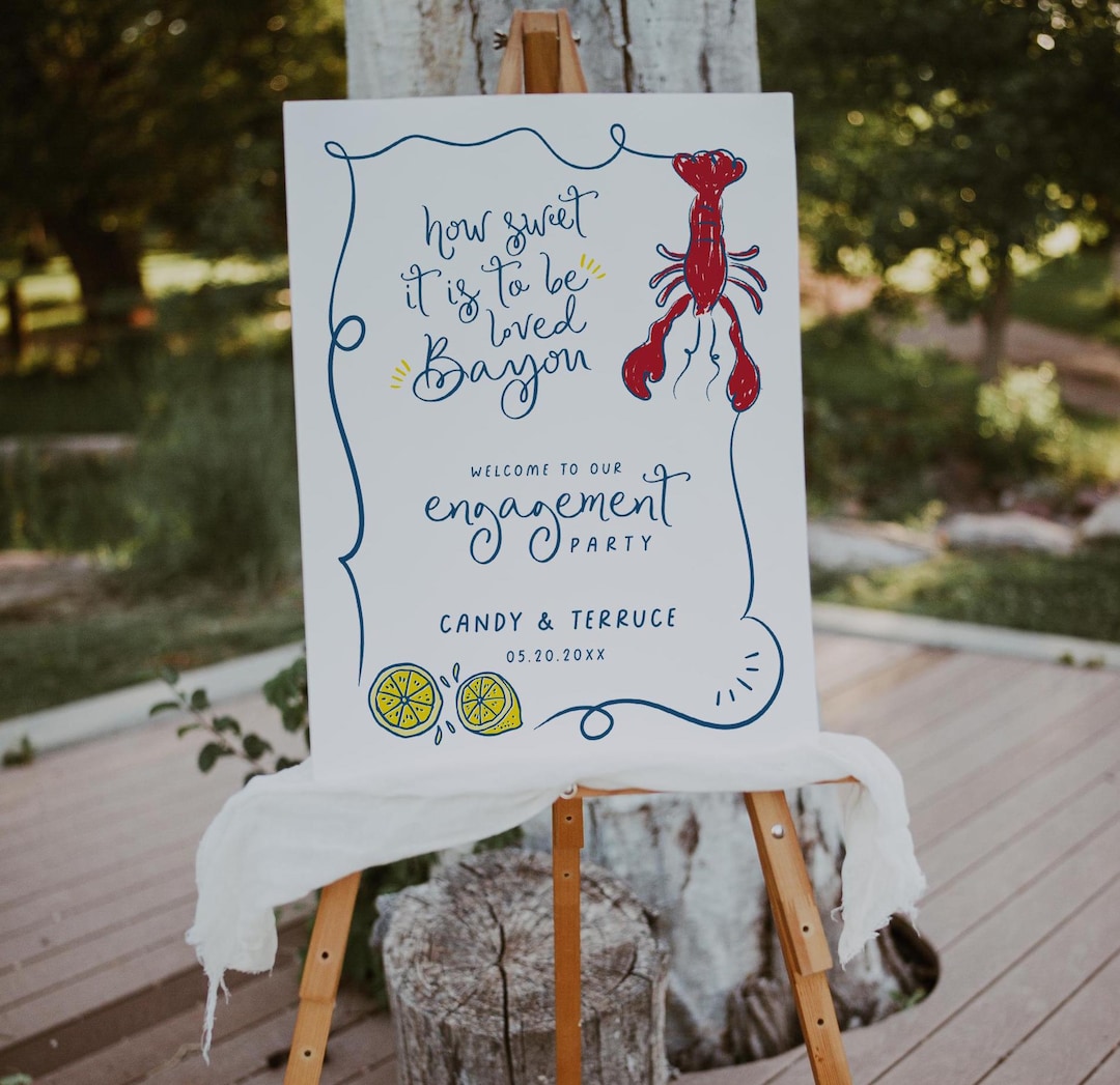 Crawfish Boil Engagement Welcome Sign Template, Crawfish Boil Party ...
