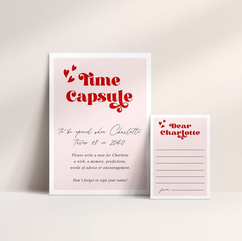 Valentine's Time Capsule First Birthday Template, Time Capsule Sign ...