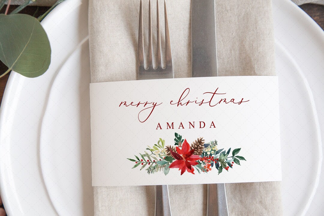 Christmas Napkins Wrap Template, Printable Holiday Napkins, Christmas ...