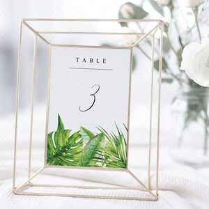 Tropical Table Numbers Template, Printable Hawaii Table Numbers, Palm ...