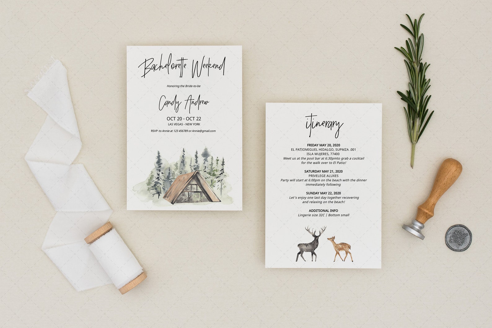 Cabin Bachelorette Weekend Invitation Template Pine Tree | Etsy