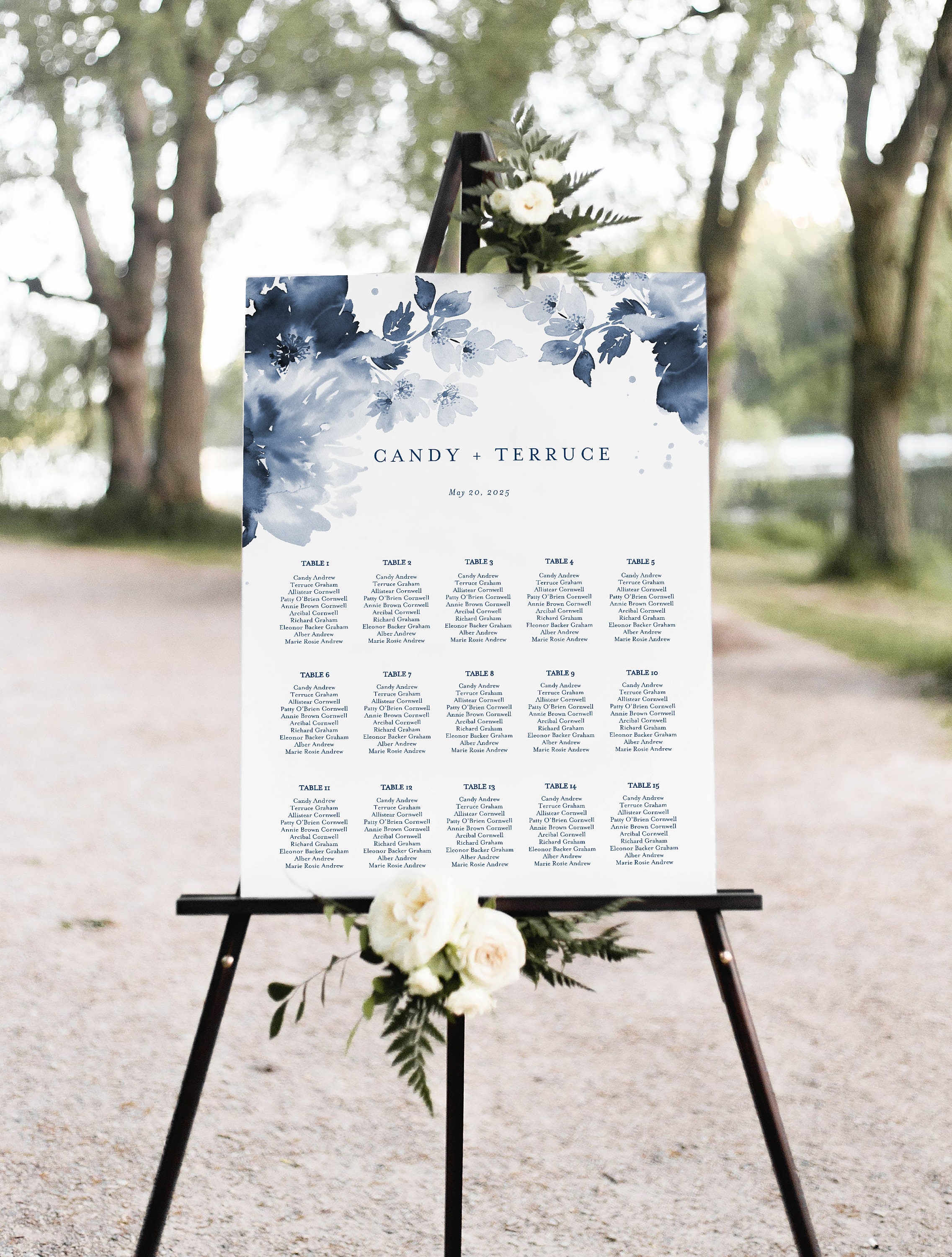 Blue Seating Chart Template Dusty Blue Wedding Seating Chart - Etsy UK