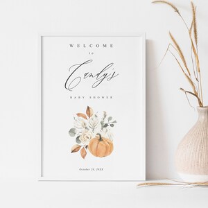 Fall Pumpkin Baby Shower Welcome Sign Template, Printable Editable Fall ...