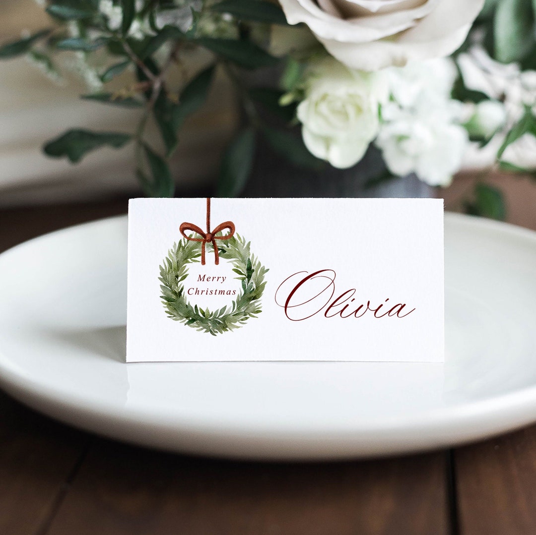 Christmas Place Cards Template, Christmas Dinner Printable Place Cards ...