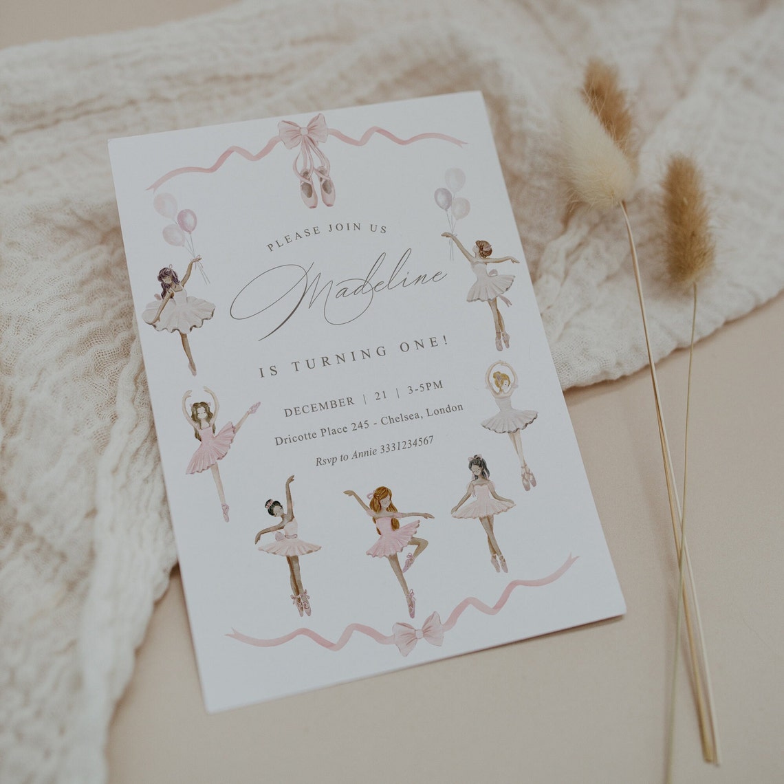 Ballerina Birthday Invitation, Ballet Invitation Template, Dancer Girl ...