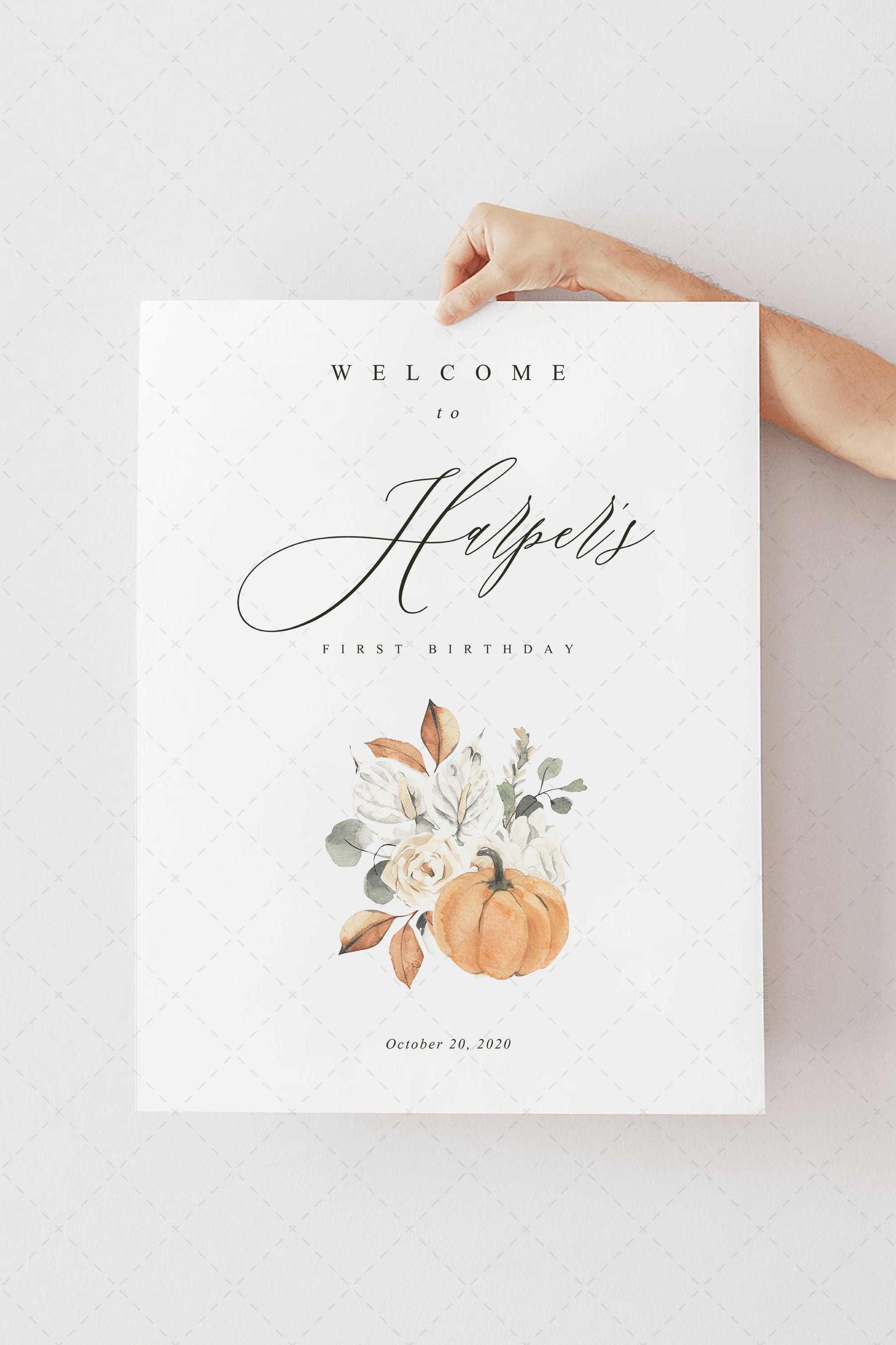 Fall Pumpkin Birthday Welcome sign Template Printable | Etsy
