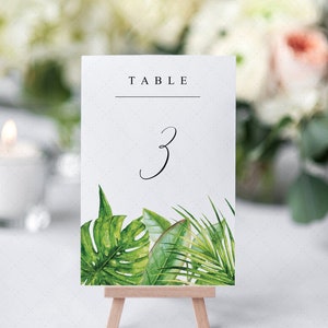 Tropical Table Numbers Template, Printable Hawaii Table Numbers, Palm ...