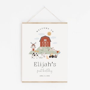 Farm First Birthday Welcome Sign, Barnyard Birthday Welcome Sign, Red ...